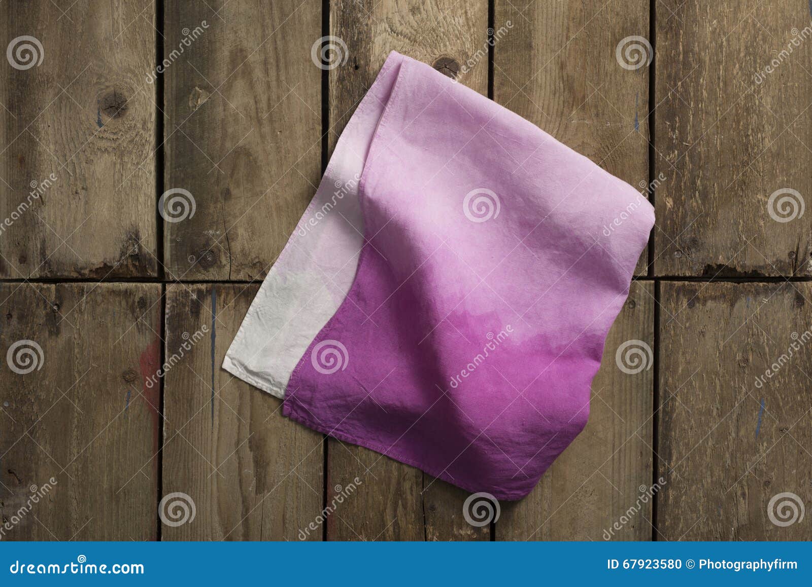 Folded Gradient Purple Cloth or Linen on Wooden Panel Surface Stock ...