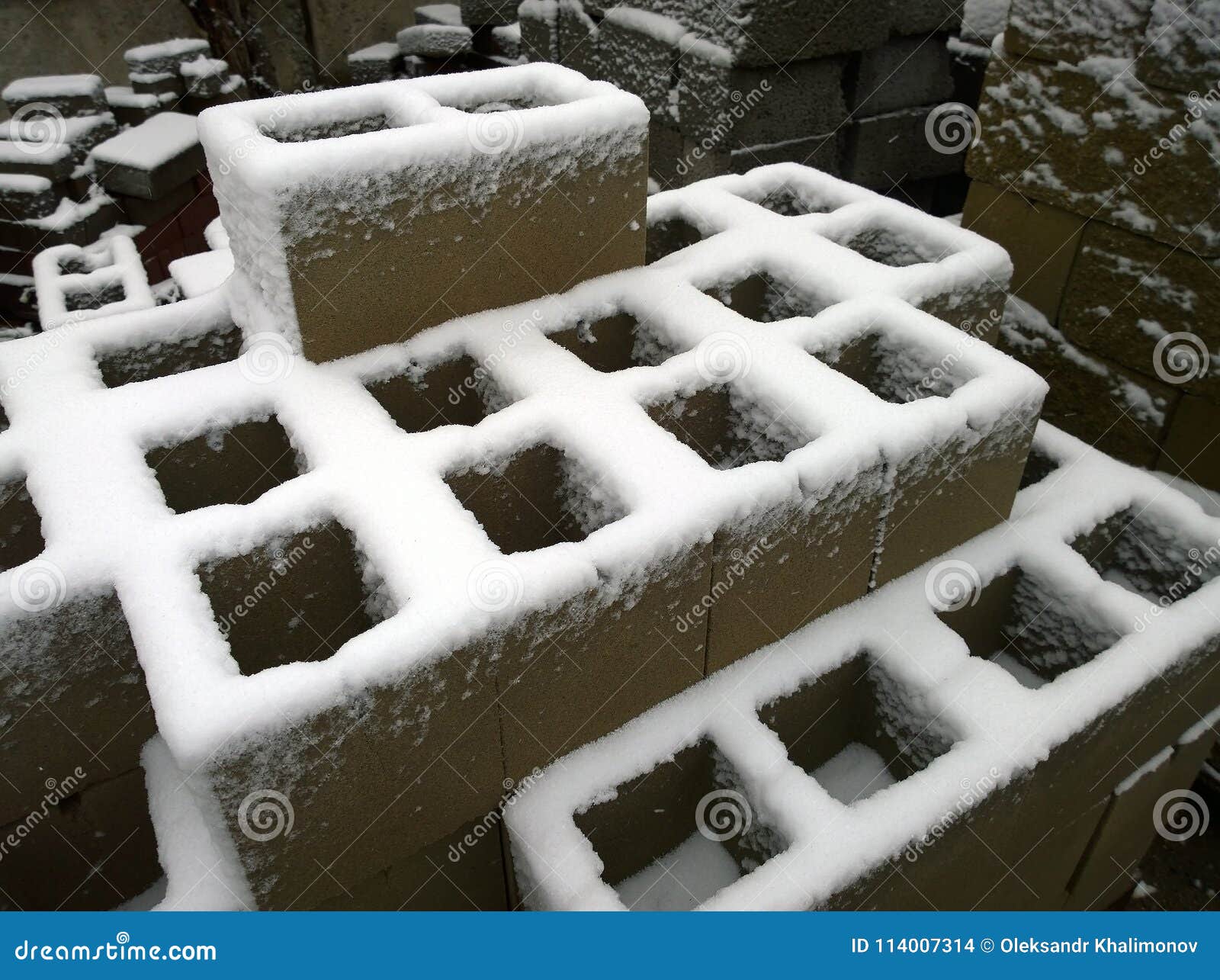 Stack of Brick from Cinderblock in the Open Air Stock Photo - Image of ...