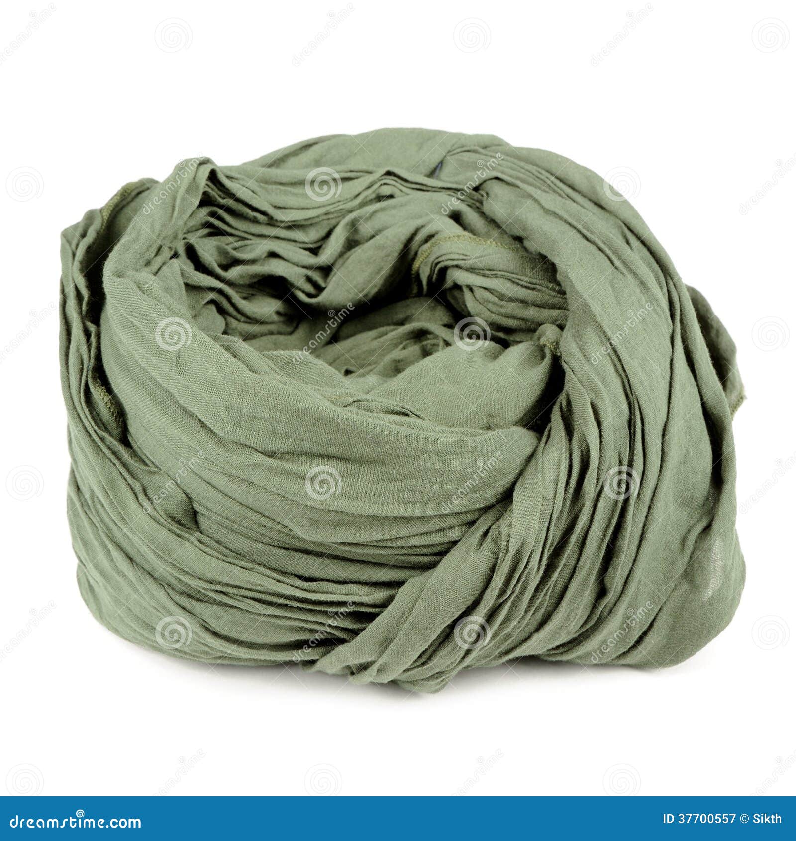 Folded Green Neck Scarf on White Background Stock Image - Image of ...