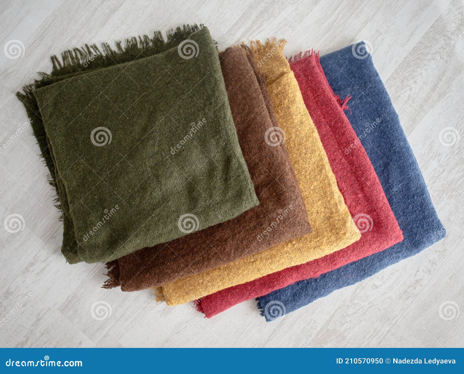 Folded Handkerchiefs of Beautiful Different Colors. Stock Photo - Image ...