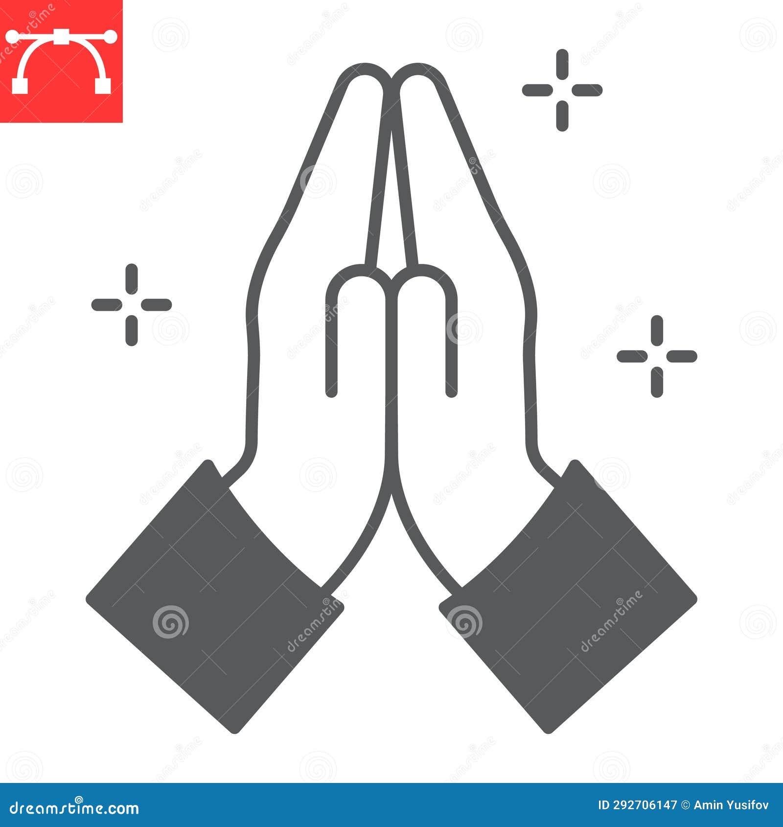 Folded hands glyph icon stock illustration. Illustration of prayer ...