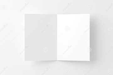A4 A5 Folded Invitation Card with Envelope 3D Rendering White Blank ...