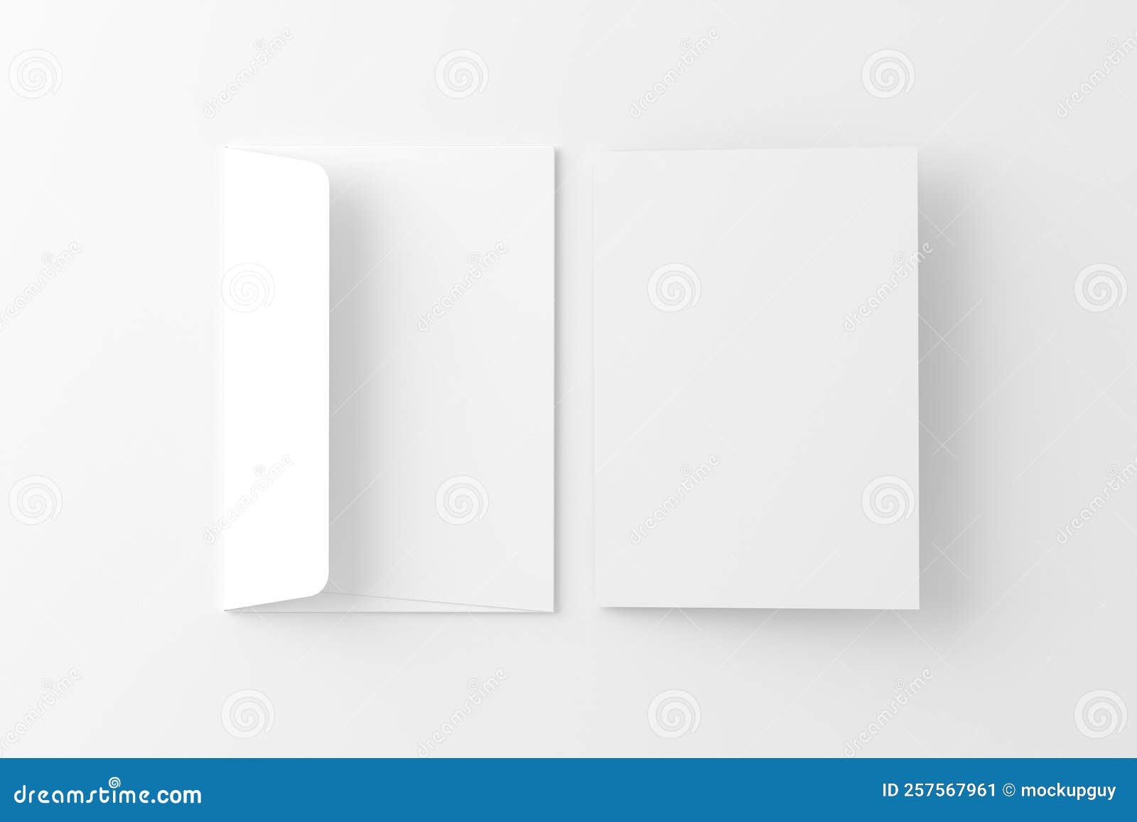 A4 A5 Folded Invitation Card with Envelope 3D Rendering White Blank ...