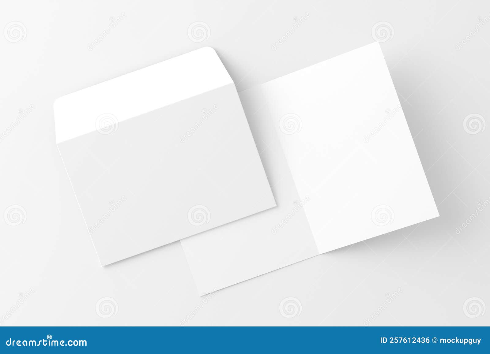 A4 A5 Folded Invitation Card with Envelope 3D Rendering White Blank ...