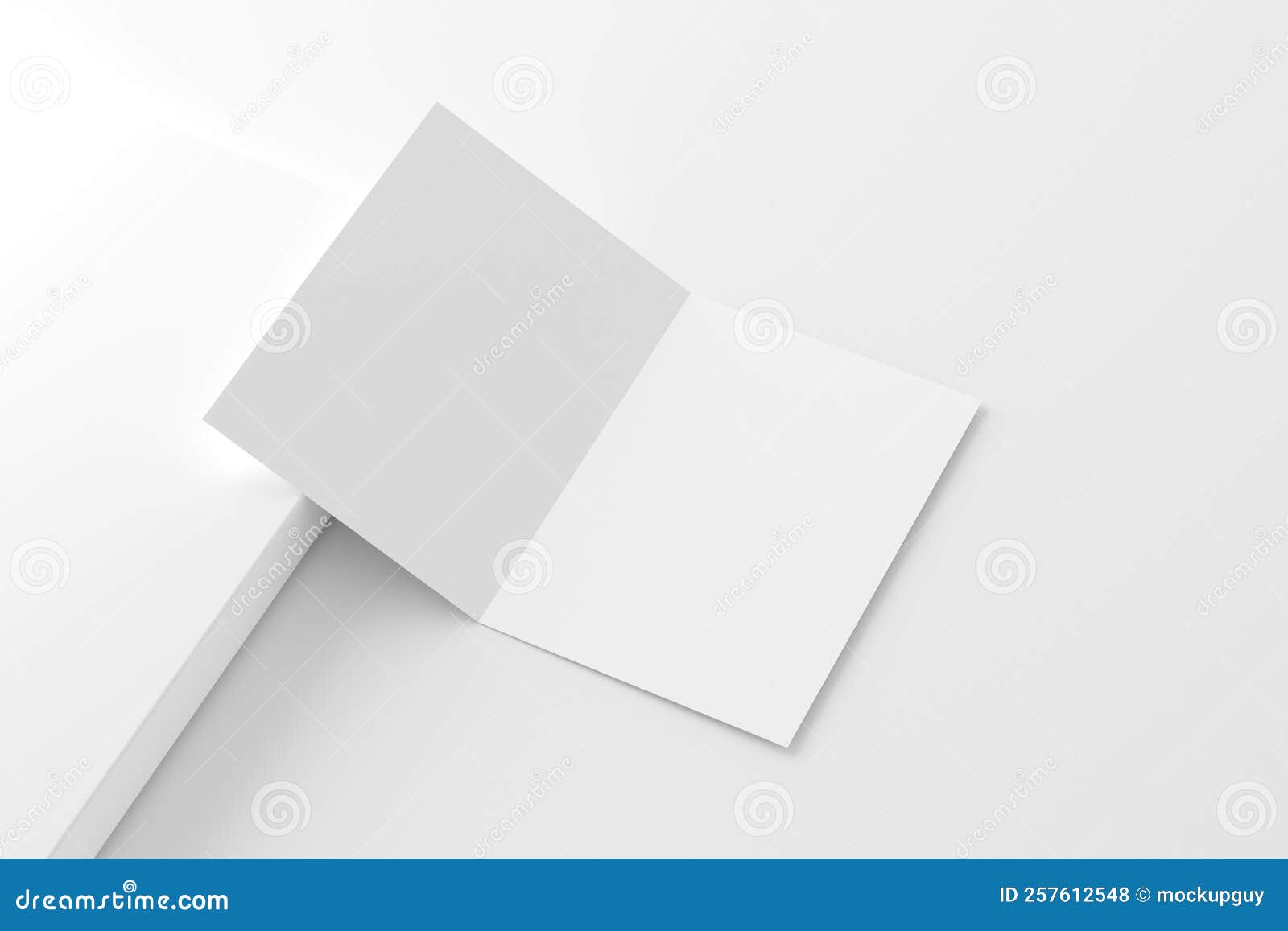 A4 A5 Folded Invitation Card with Envelope 3D Rendering White Blank ...