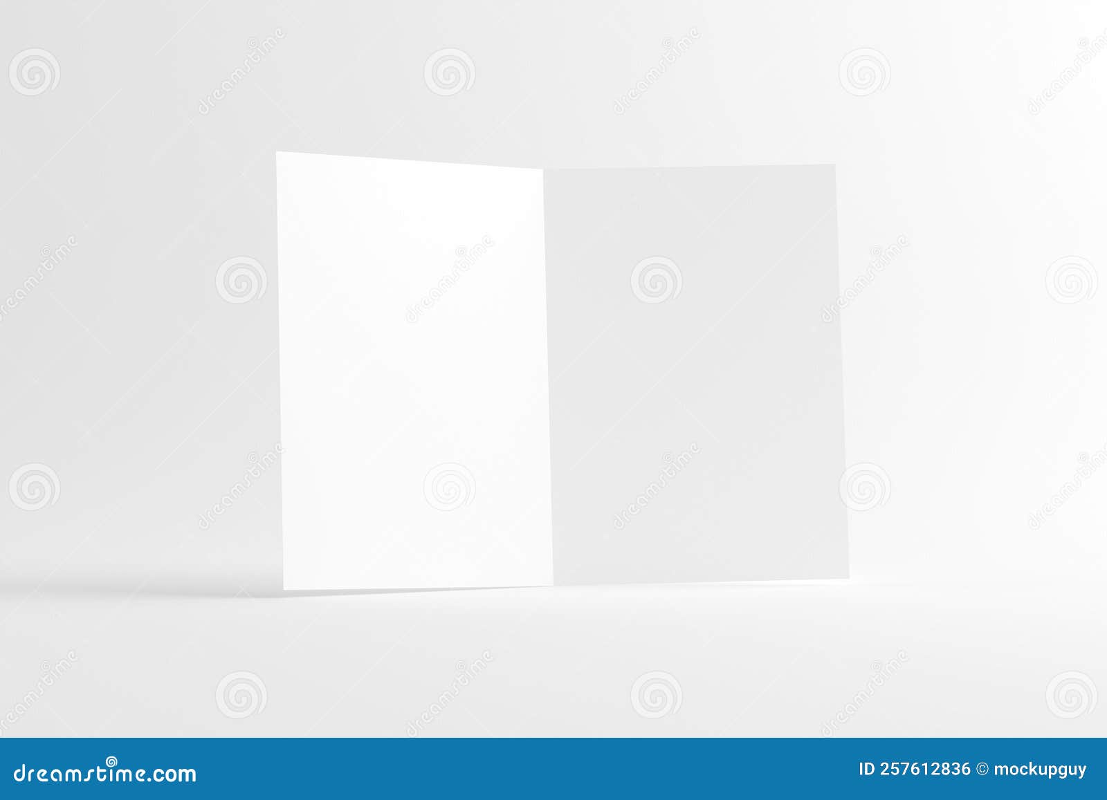 A4 A5 Folded Invitation Card with Envelope 3D Rendering White Blank ...