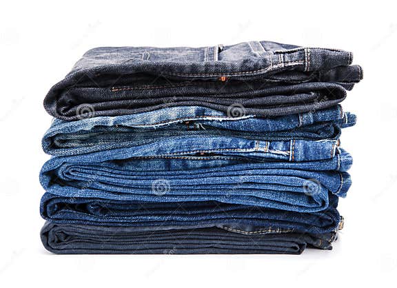 Folded jean stack stock image. Image of isolated, people - 42122923