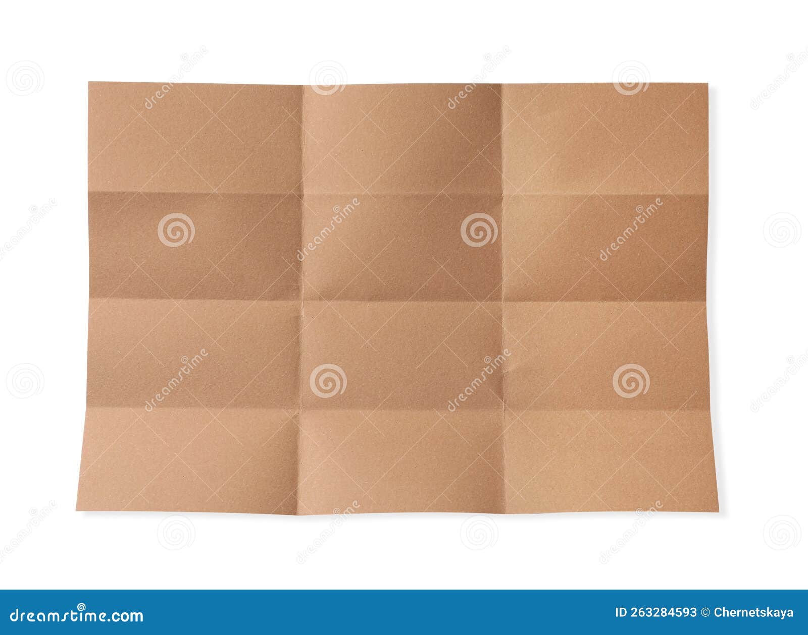 Folded Kraft Paper Sheet Isolated on White, Top View Stock Image ...