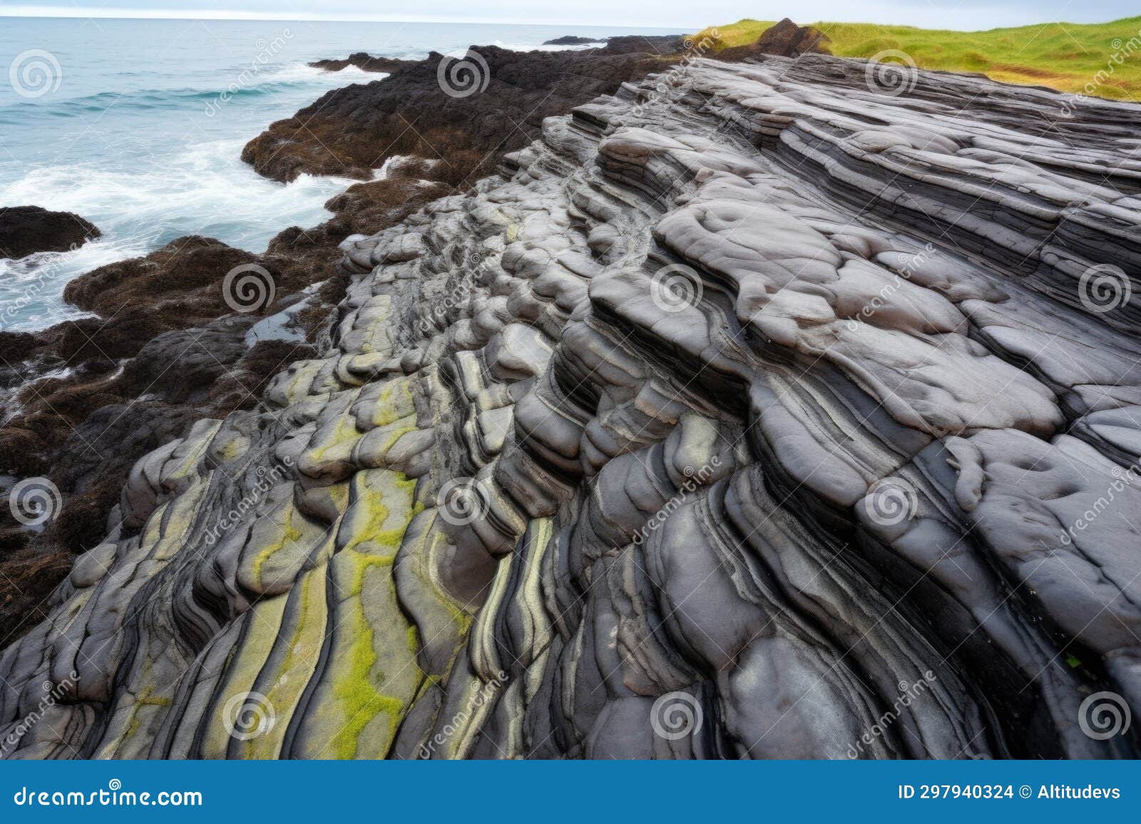 Folded Layers of a Lava Flow Edge Stock Photo - Image of earth ...