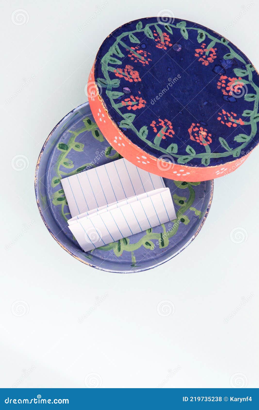 Folded Letter Placed in a Round Box for Safe Keeping Stock Photo ...