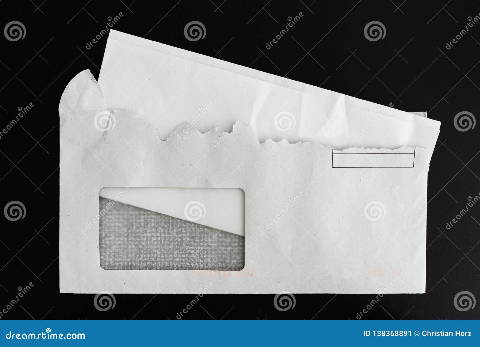 Folded Letter in Torn Open Envelope on Black Background Stock Image ...