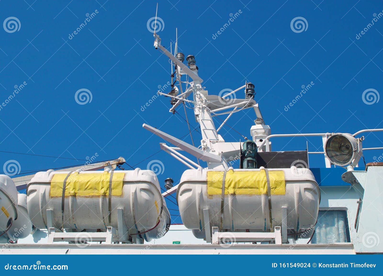 Folded Life Rafts on the Deck of the Ship Stock Photo - Image of ...