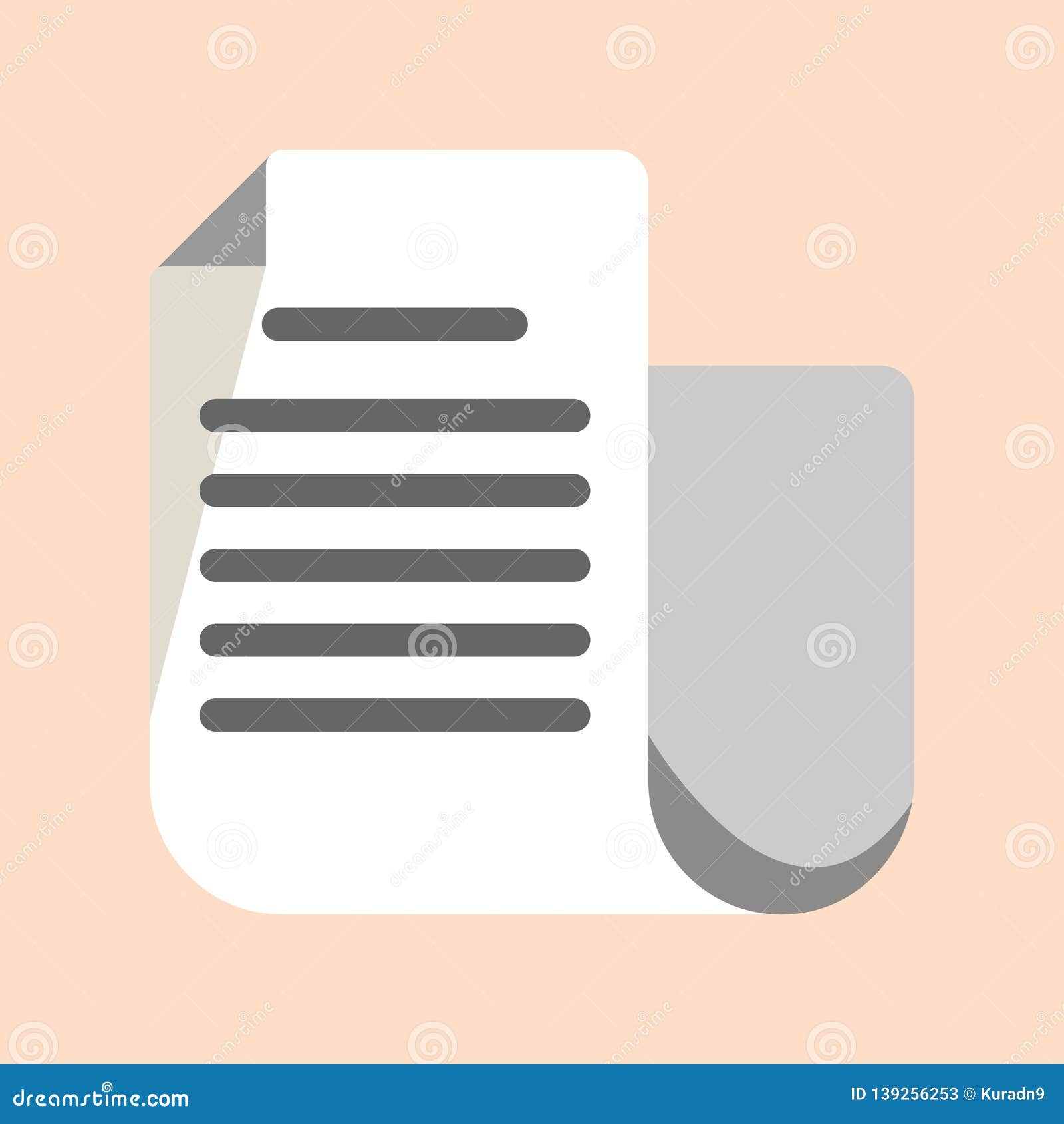 Folded Long Paper Document Flat Icon Vector Illustration. Stock Vector ...