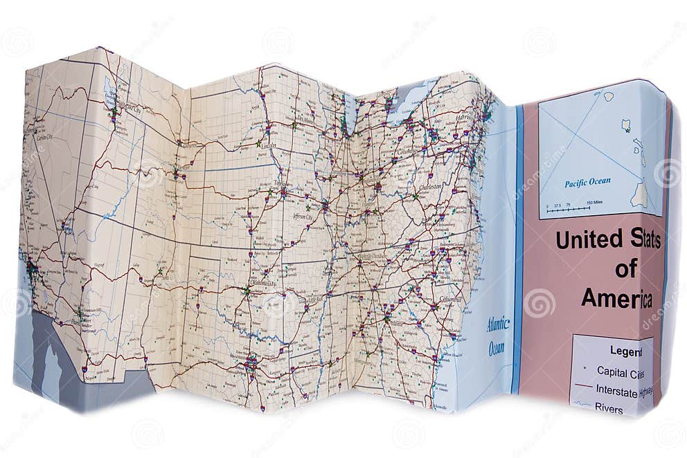 Folded Map stock image. Image of vacations, road, folded - 16344497