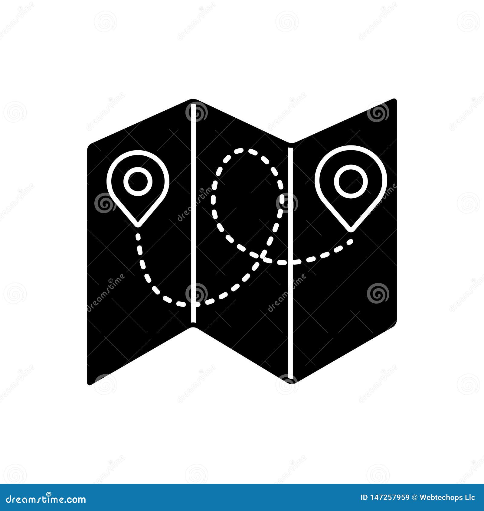 Black Solid Icon for Folded Map, Plicate and Museum Stock Vector ...