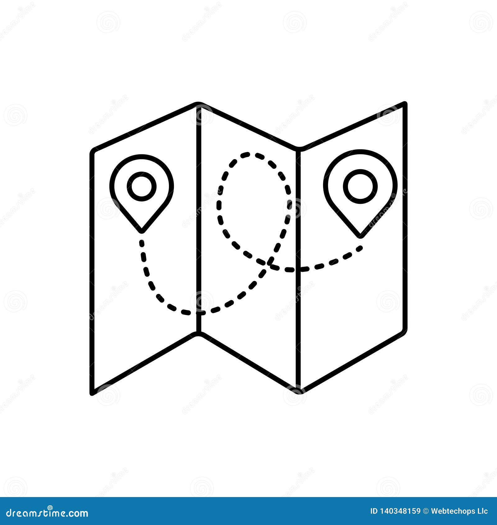 Black Line Icon for Folded Map, Museum and Plicate Stock Vector ...