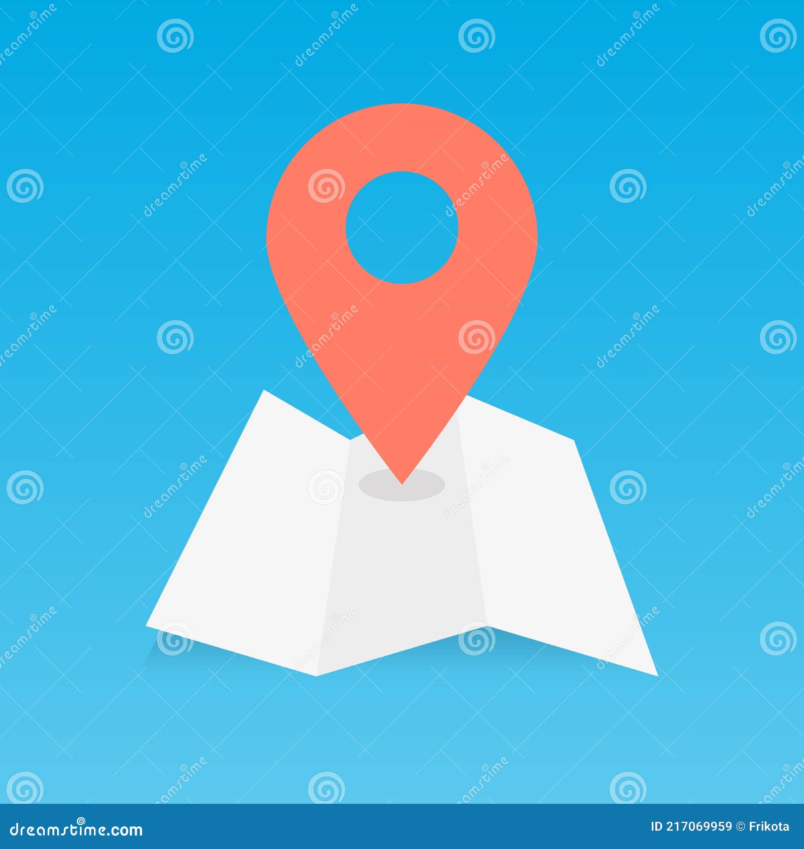 Folded Map With Position Mark Vector Icon On White Background. Flat ...