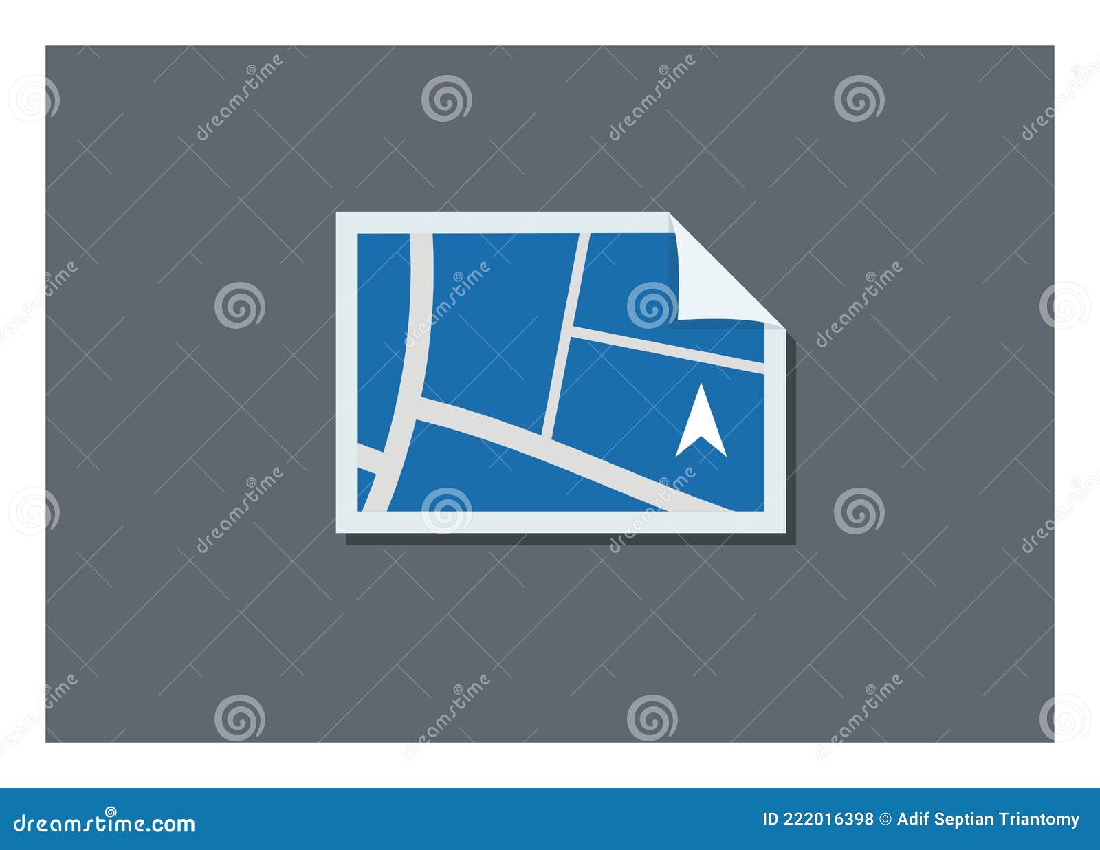 Folded Map Paper. Simple Flat Illustration. Stock Vector - Illustration ...