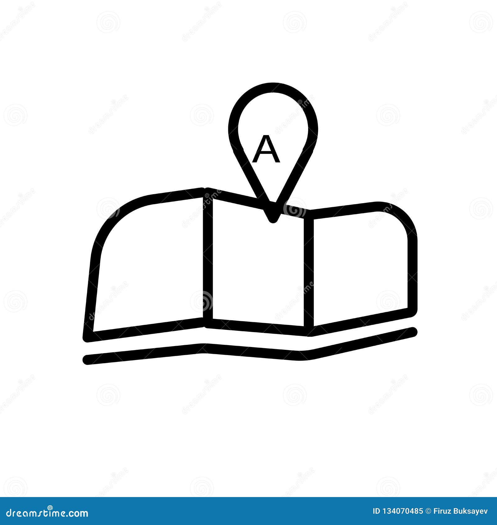 Folded Map With Position Mark Icon Vector Sign And Symbol Isolated On ...