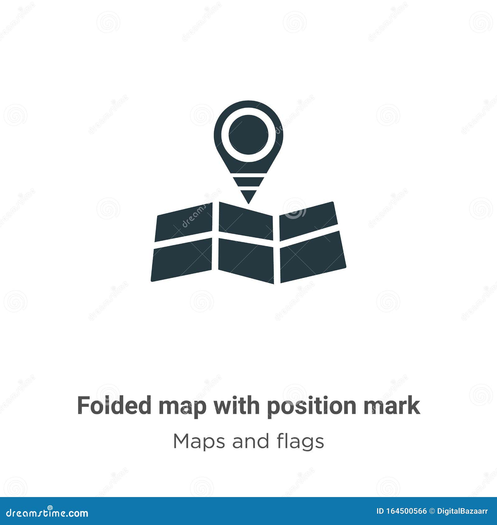 Folded Map With Position Mark Vector Icon On White Background. Flat ...