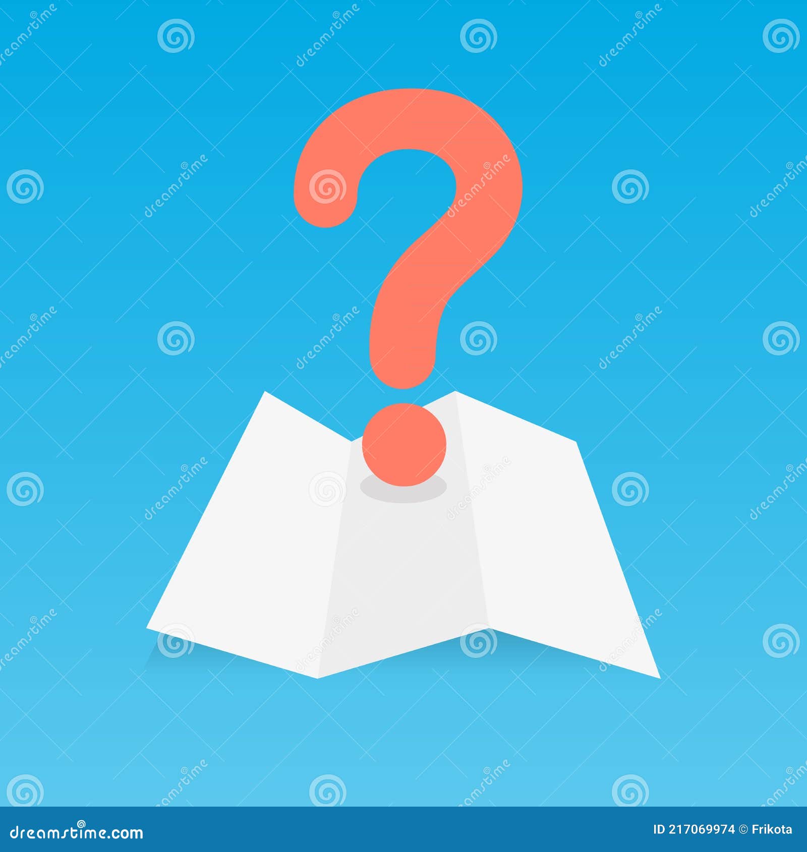 Folded Map with a Question Mark. Vector Illustration, Flat Design Stock ...