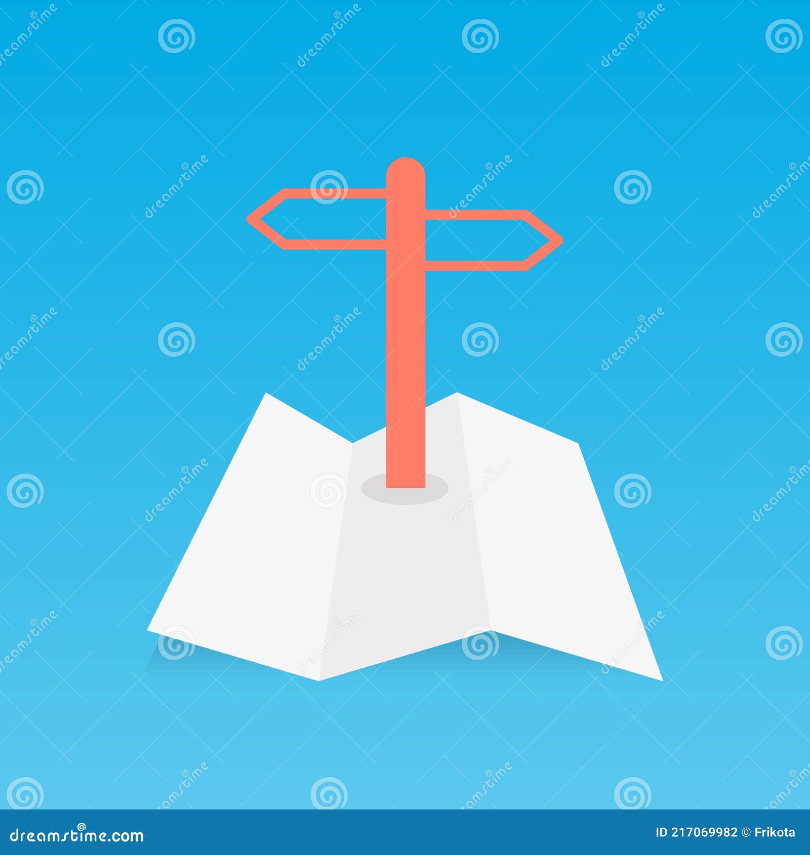 Folded Map with a Signpost. Vector Illustration, Flat Design Stock ...
