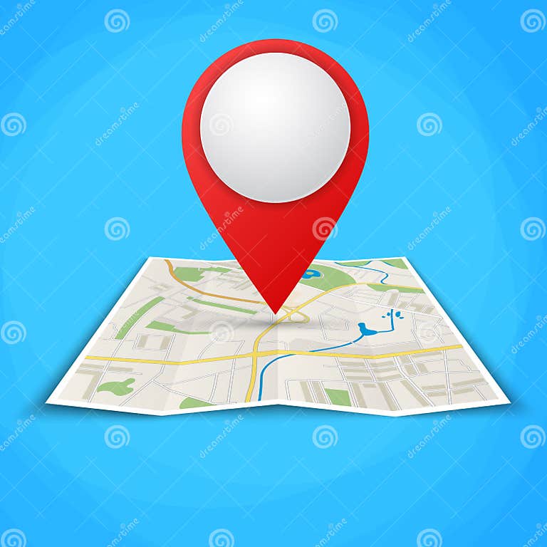Folded Maps with Color Point Markers Stock Vector - Illustration of ...