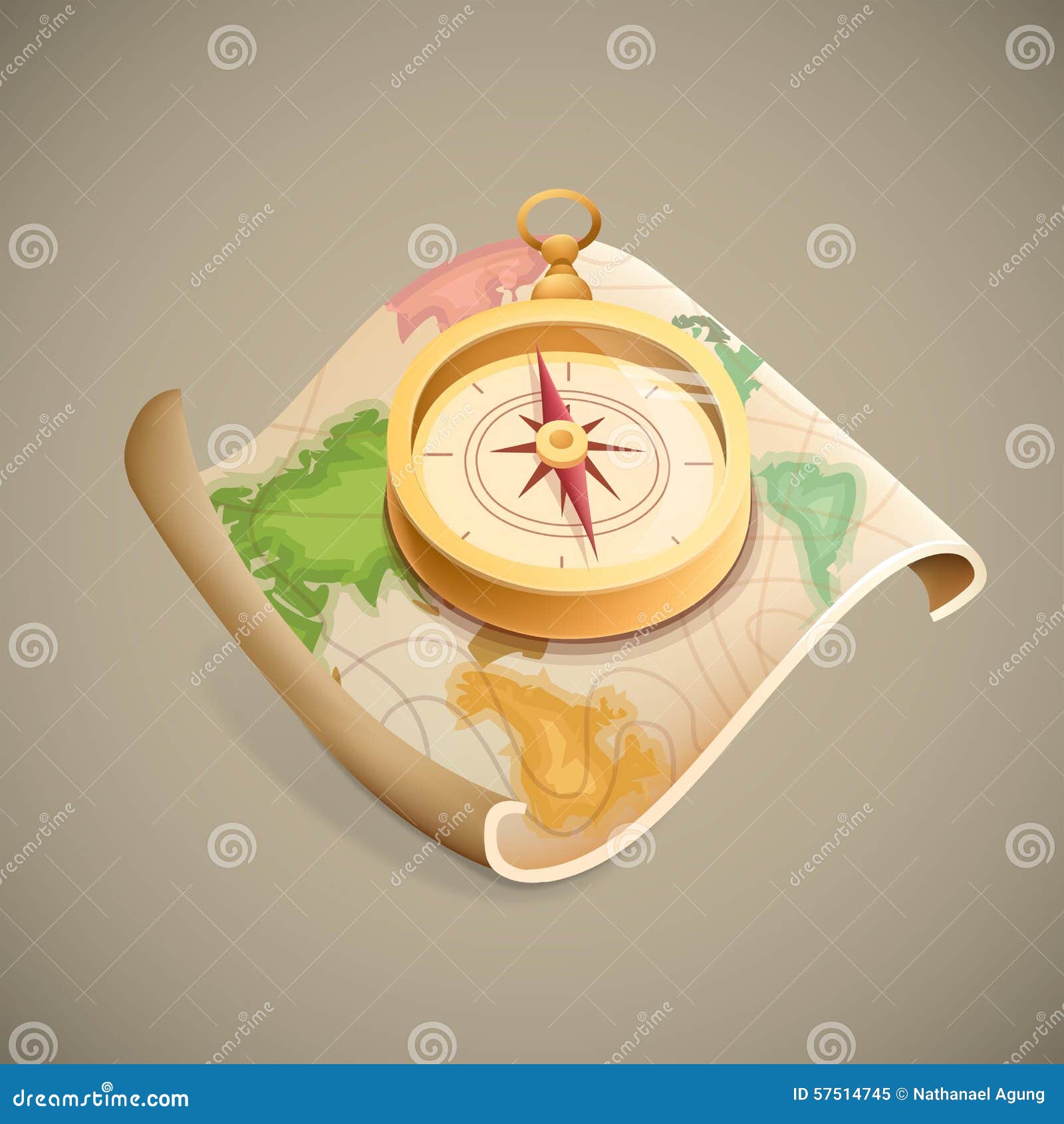 Folded maps with compass stock vector. Illustration of crossroad - 57514745
