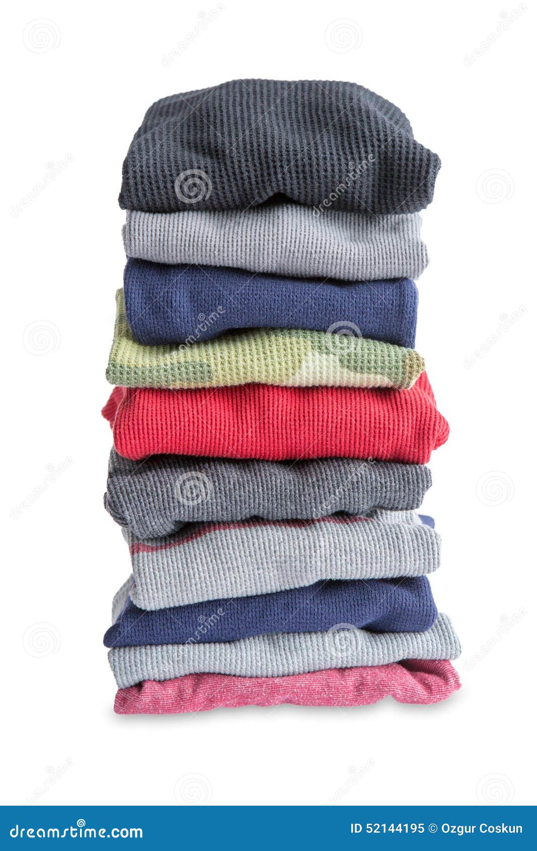 Folded Newly Washed Clothes on White Background Stock Image - Image of ...