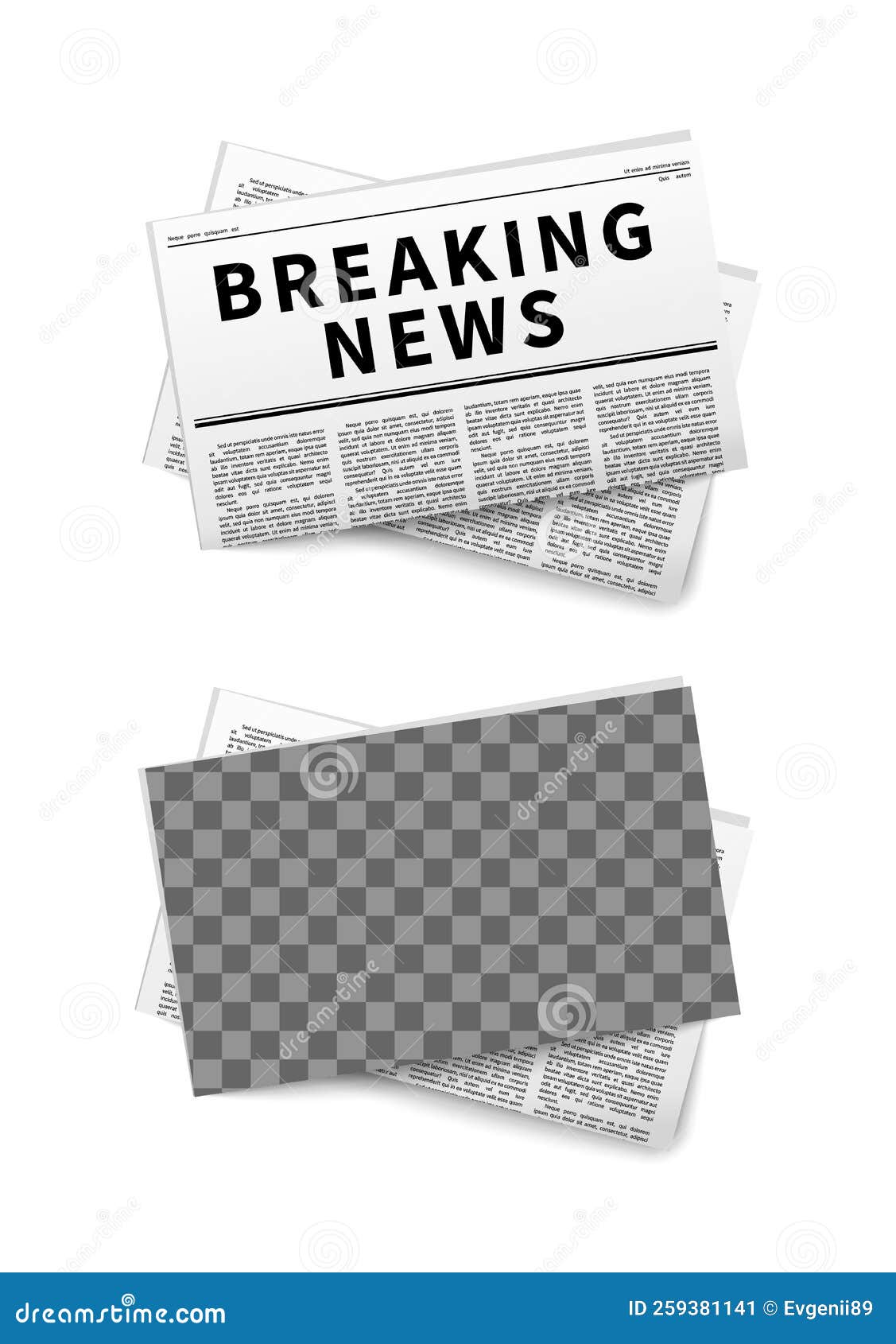 Folded Newspaper with Breaking News Header, Transparent Mockup ...