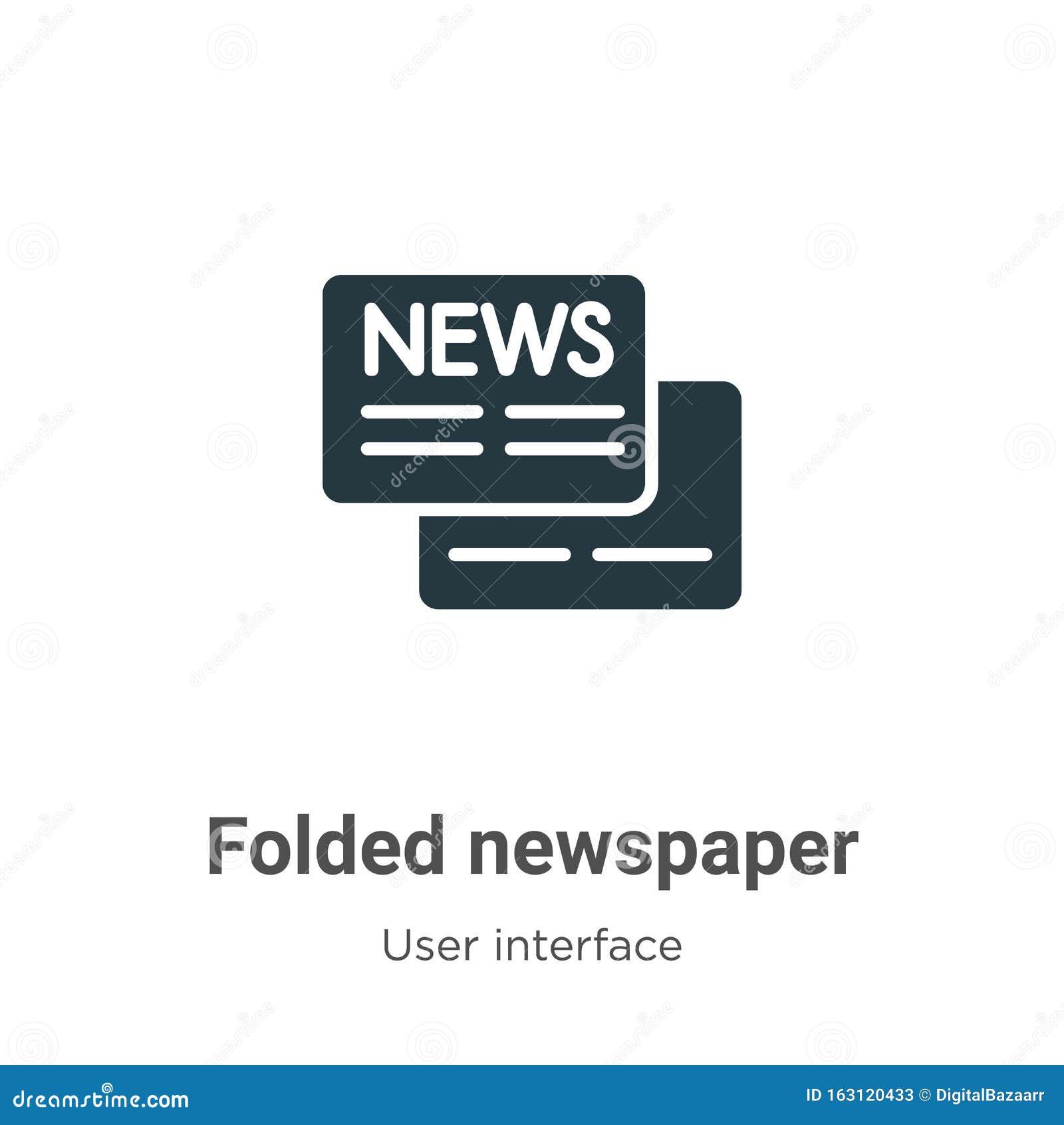 Folded Newspaper Vector Icon On White Background. Flat Vector Folded ...