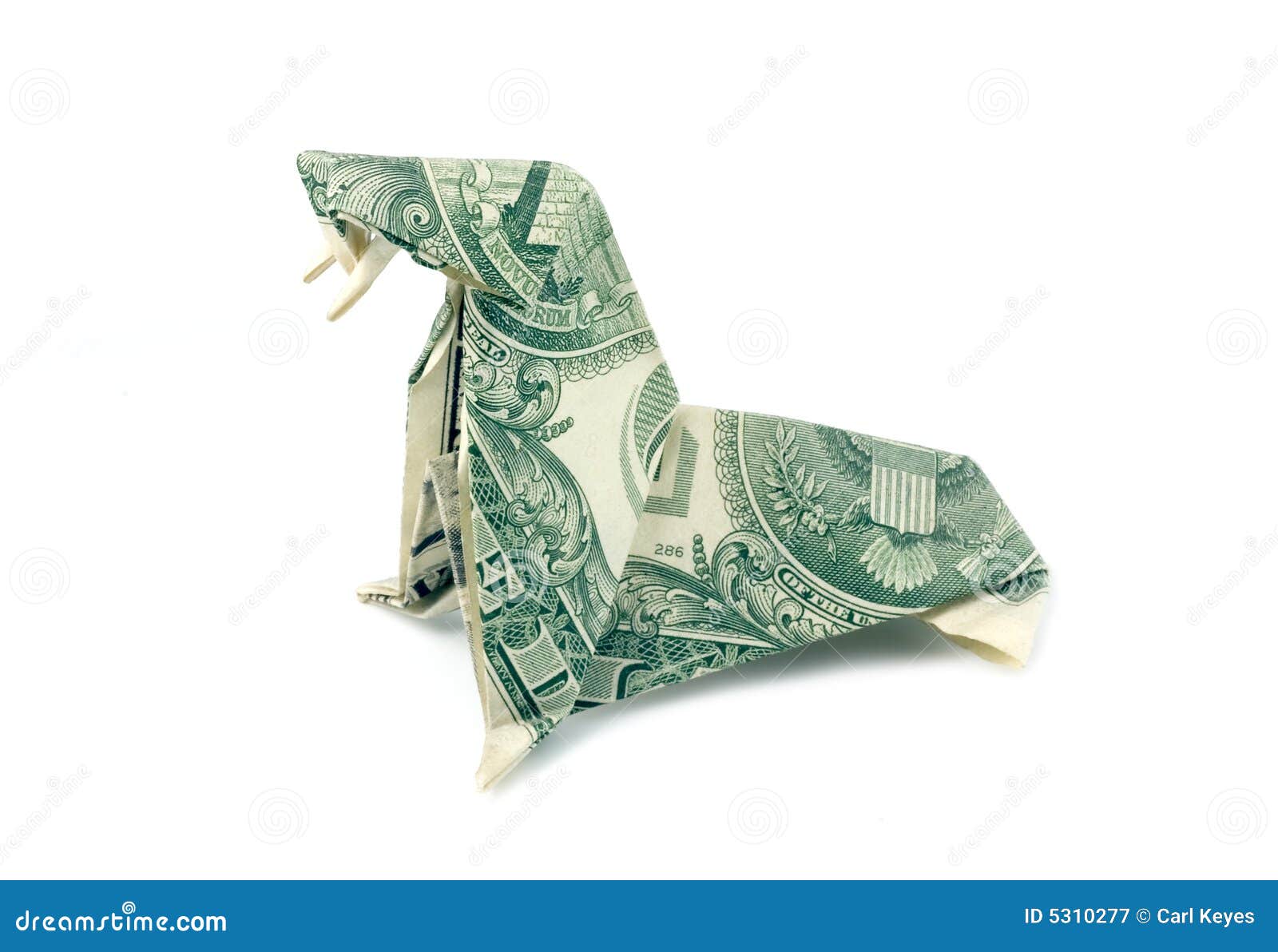 Folded Origami Walrus Dollar Stock Image - Image of figurine, isolated ...