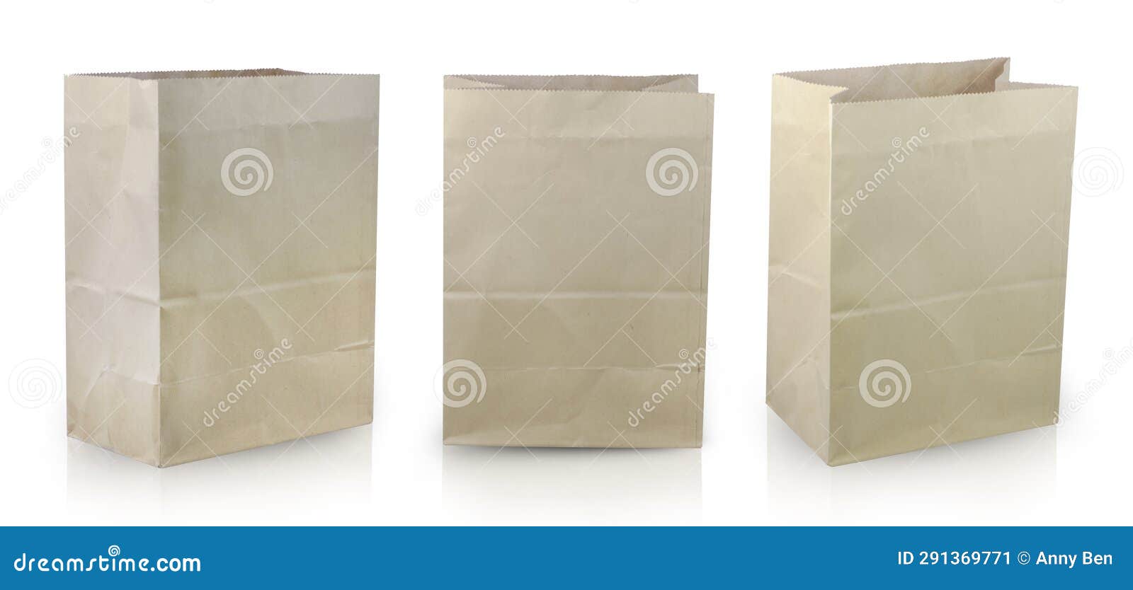 Folded Paper Bag Isolated on White Background Stock Image - Image of ...
