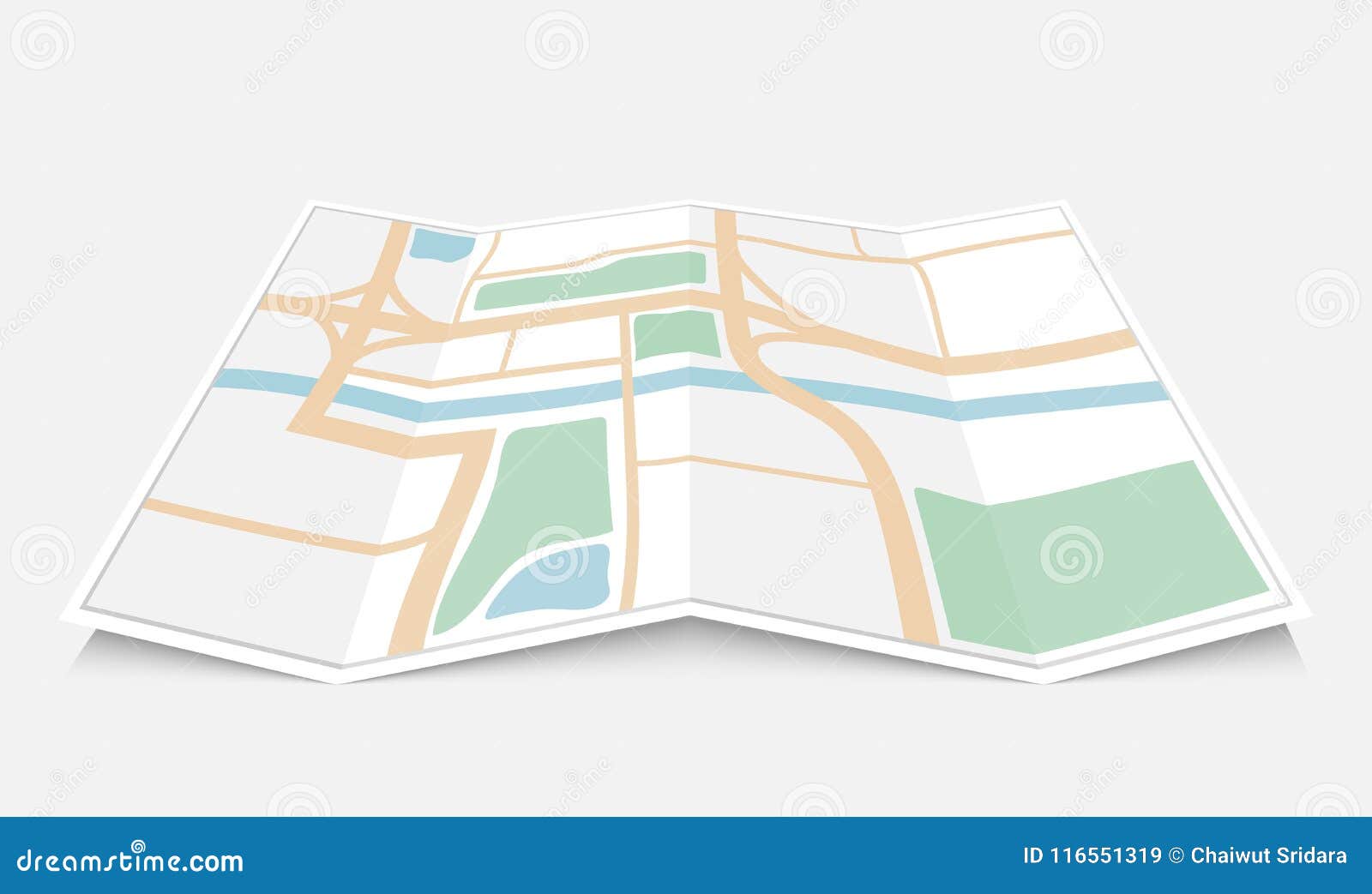 Folded Paper City Map, Vector Illustration Stock Vector - Illustration ...