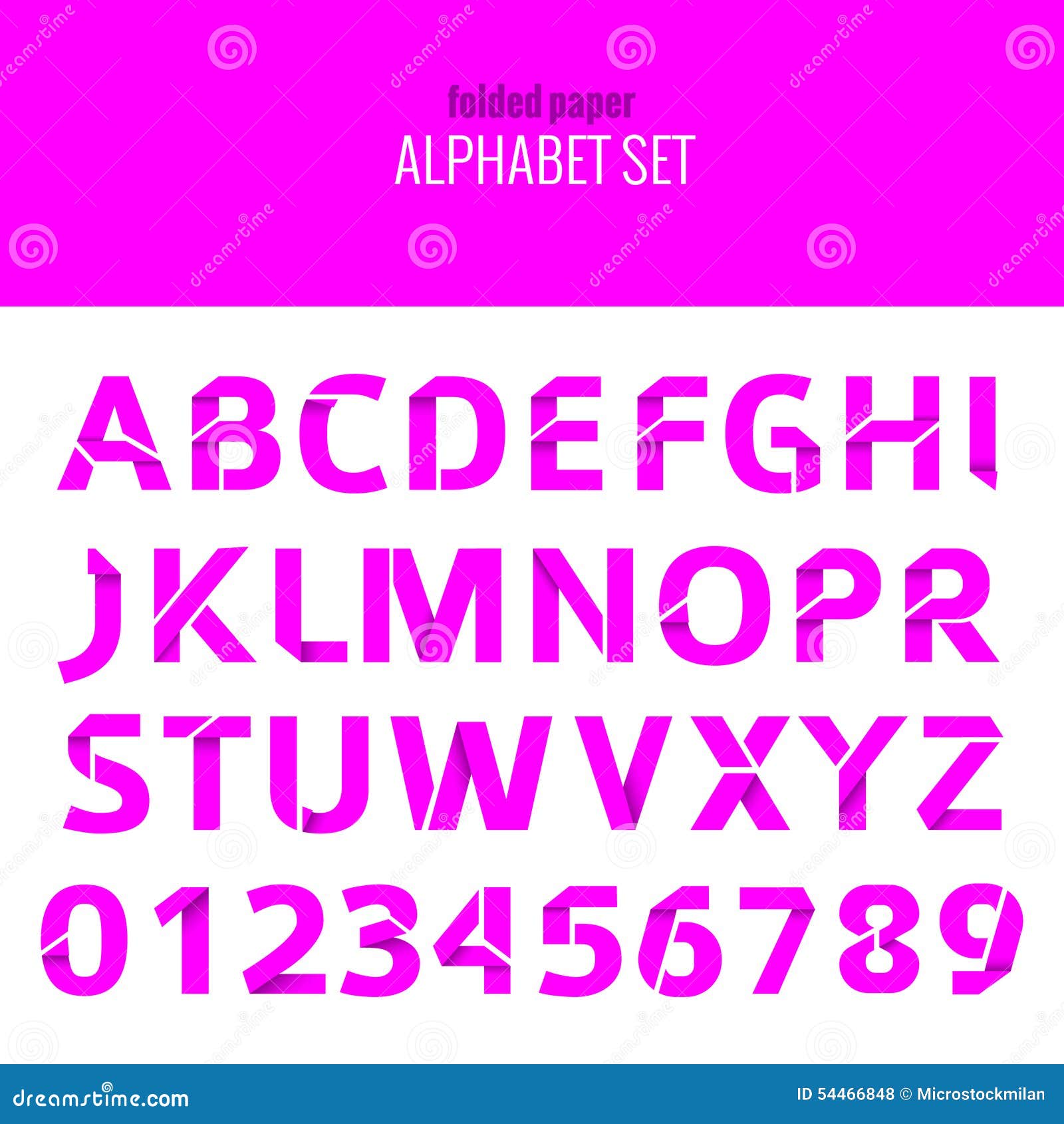 Folded Paper Collection of Letters and Numbers Stock Vector ...