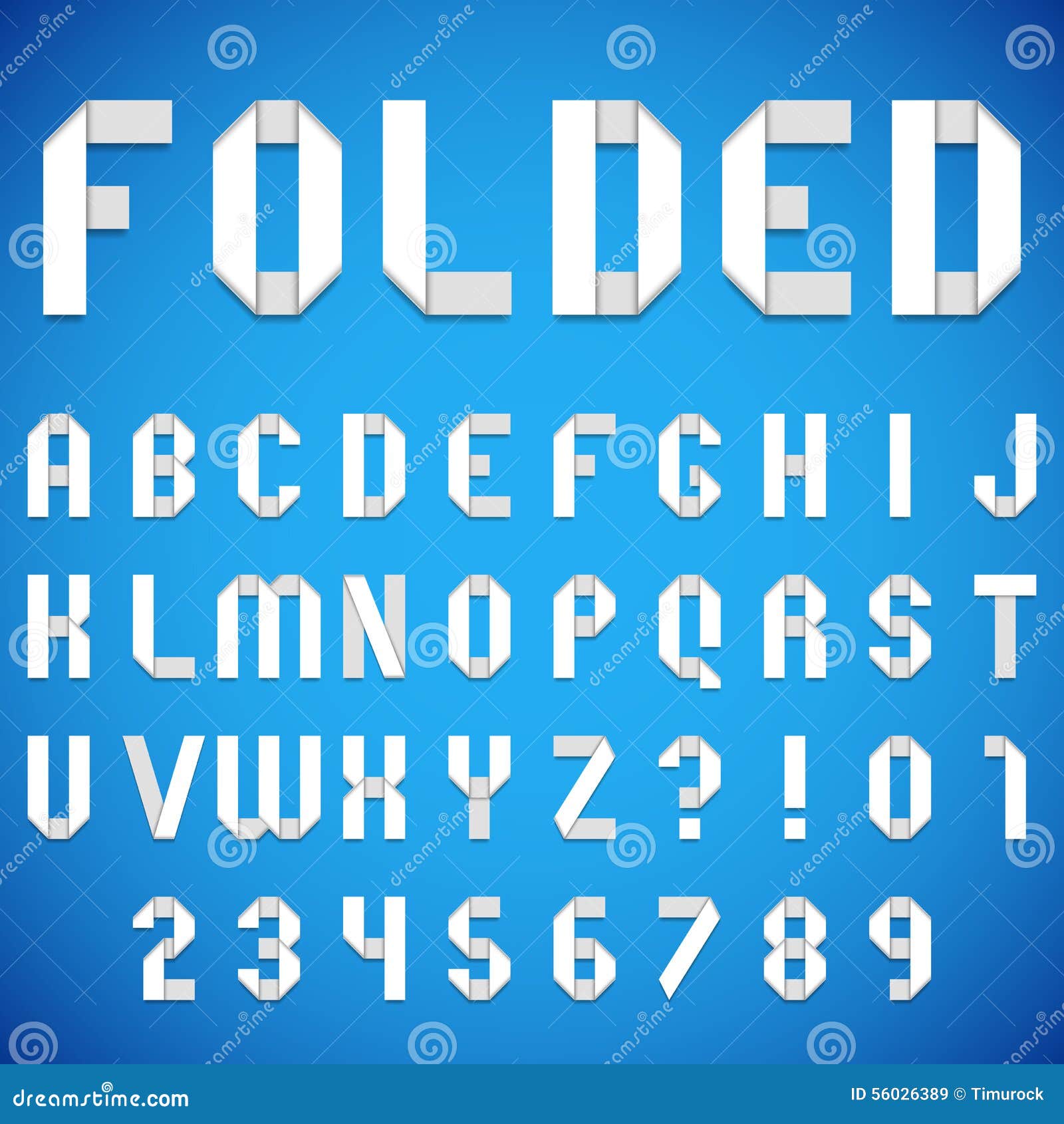 Paper Font, Numbers And Punctuation Mark With Shadows Vector ...