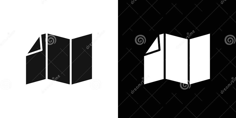 Folded Paper Icon Flat Vector Set Outline Stock Vector - Illustration ...