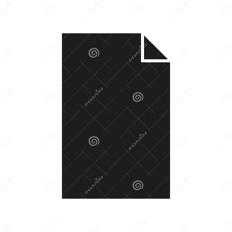 Folded Paper Icon. Simple Vector Page. Black Document Symbol. Geometric ...