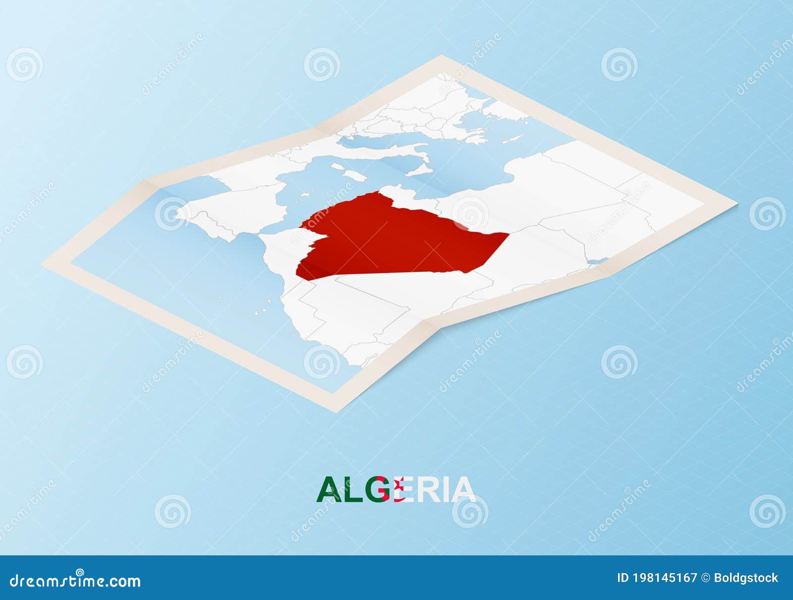 Map Of Algeria With Neighbor Countries Pinned On World Map Cartoon ...