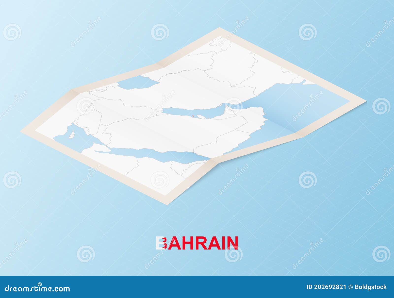 Map Of Bahrain. 3D Isometric Perspective Illustration Stock Photography ...