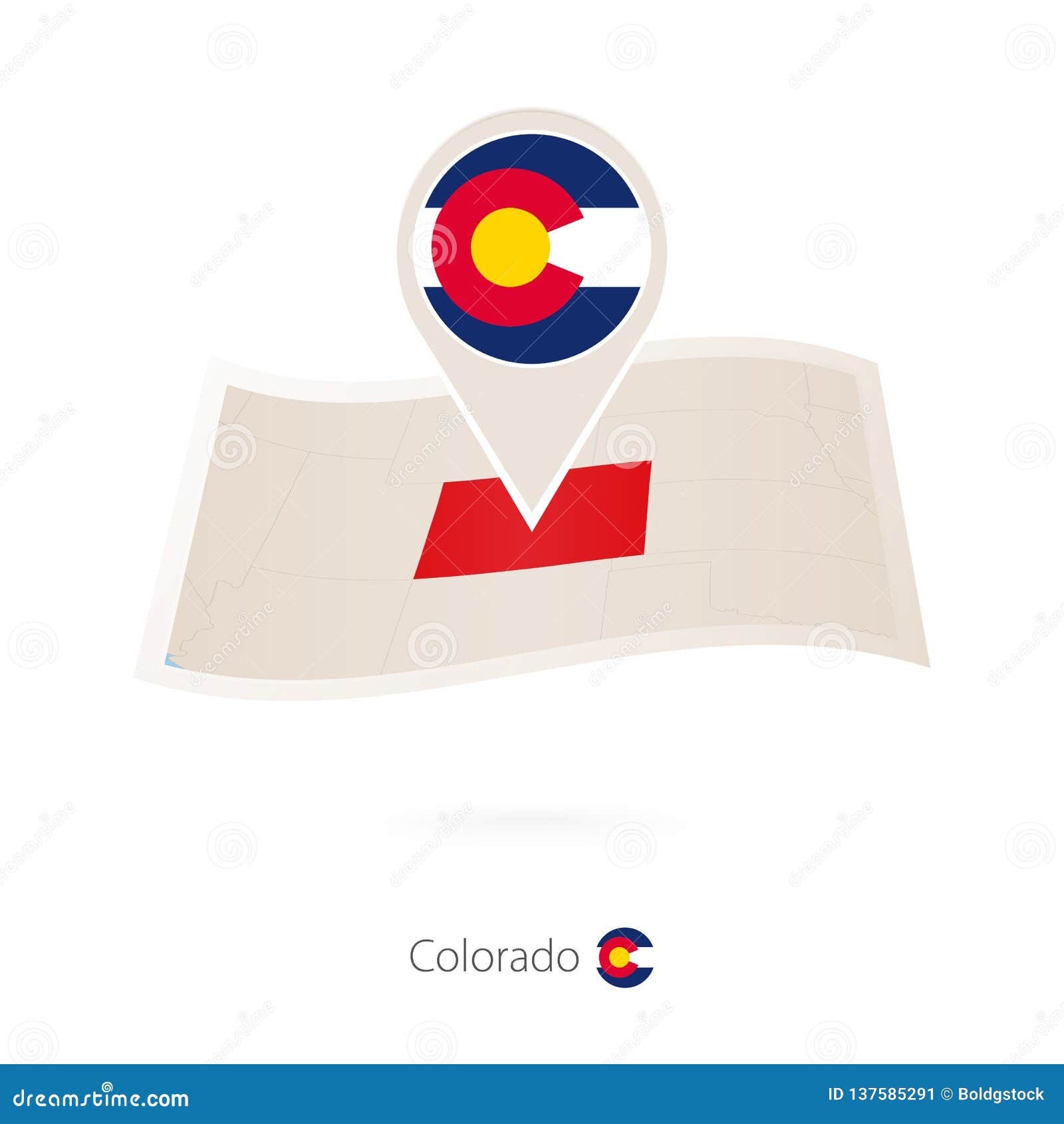 Folded Paper Map of Colorado U.S Stock Vector - Illustration of ... Folded Paper Map of Colorado U.S Stock Vector - Illustration of ...