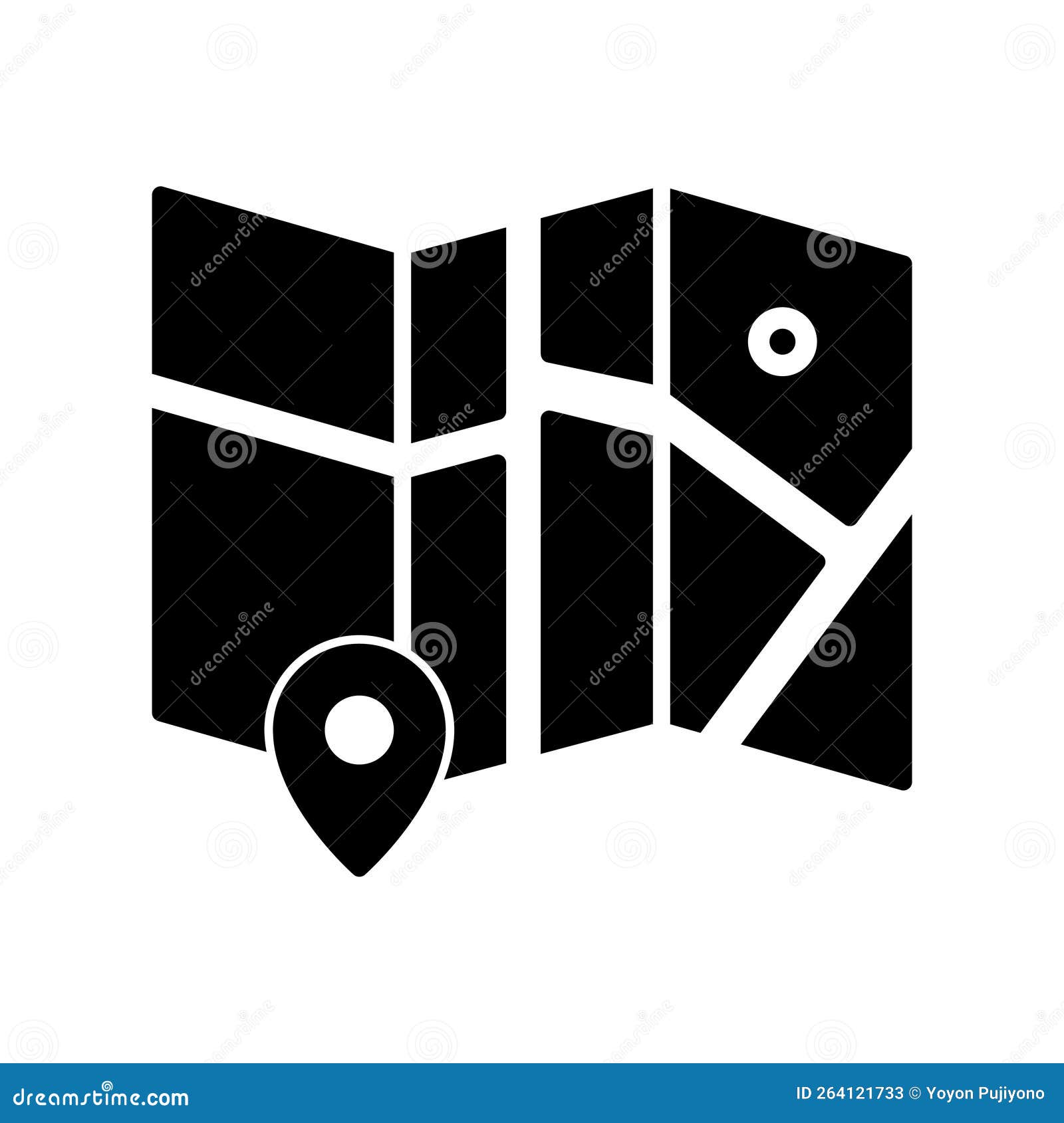 Folded Paper Map Icon with Road and Location Pin Stock Vector ...