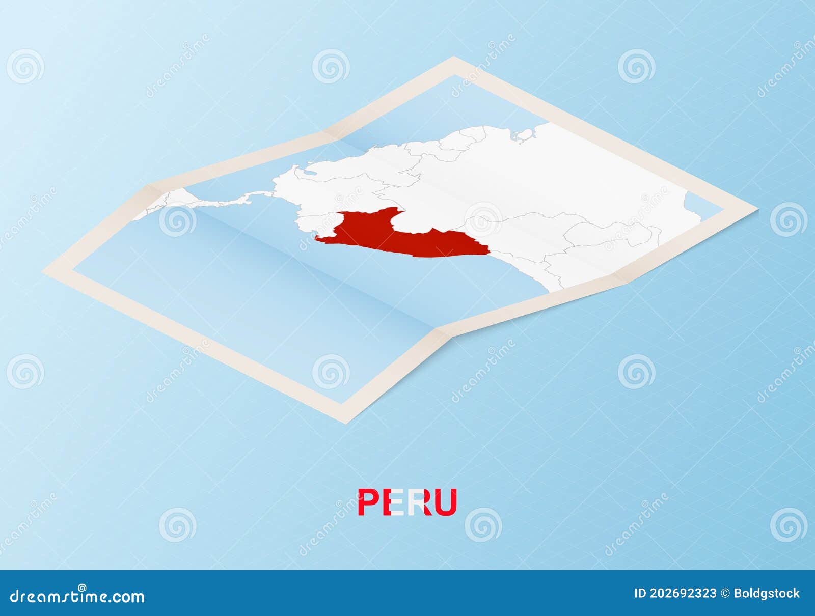 Peru Map, Folded Paper With Peru Map Cartoon Vector | CartoonDealer.com ...