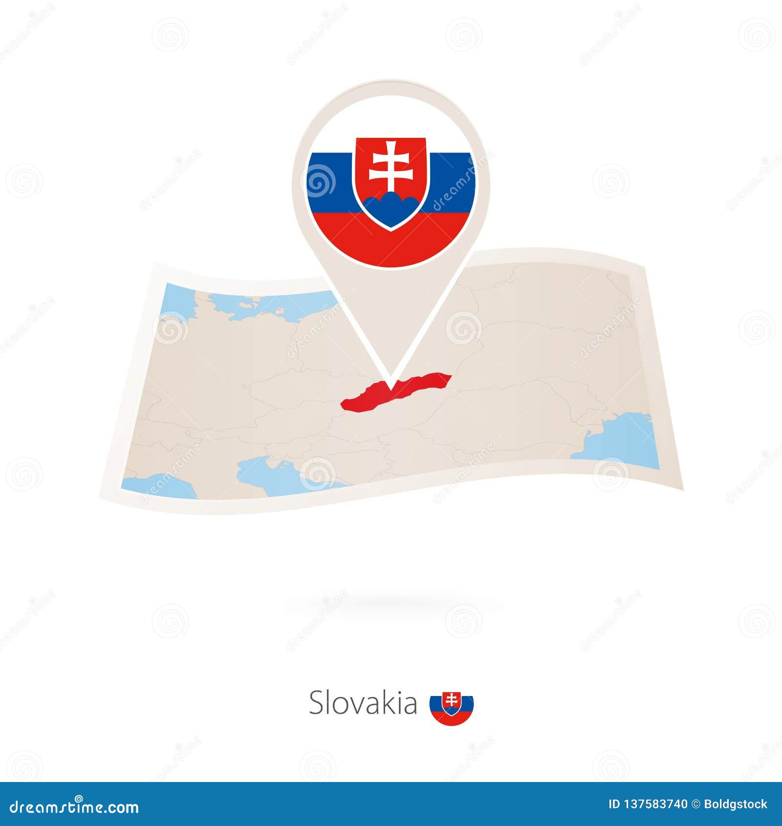 Folded Map Of Slovakia In Three Different Versions Vector Illustration ...