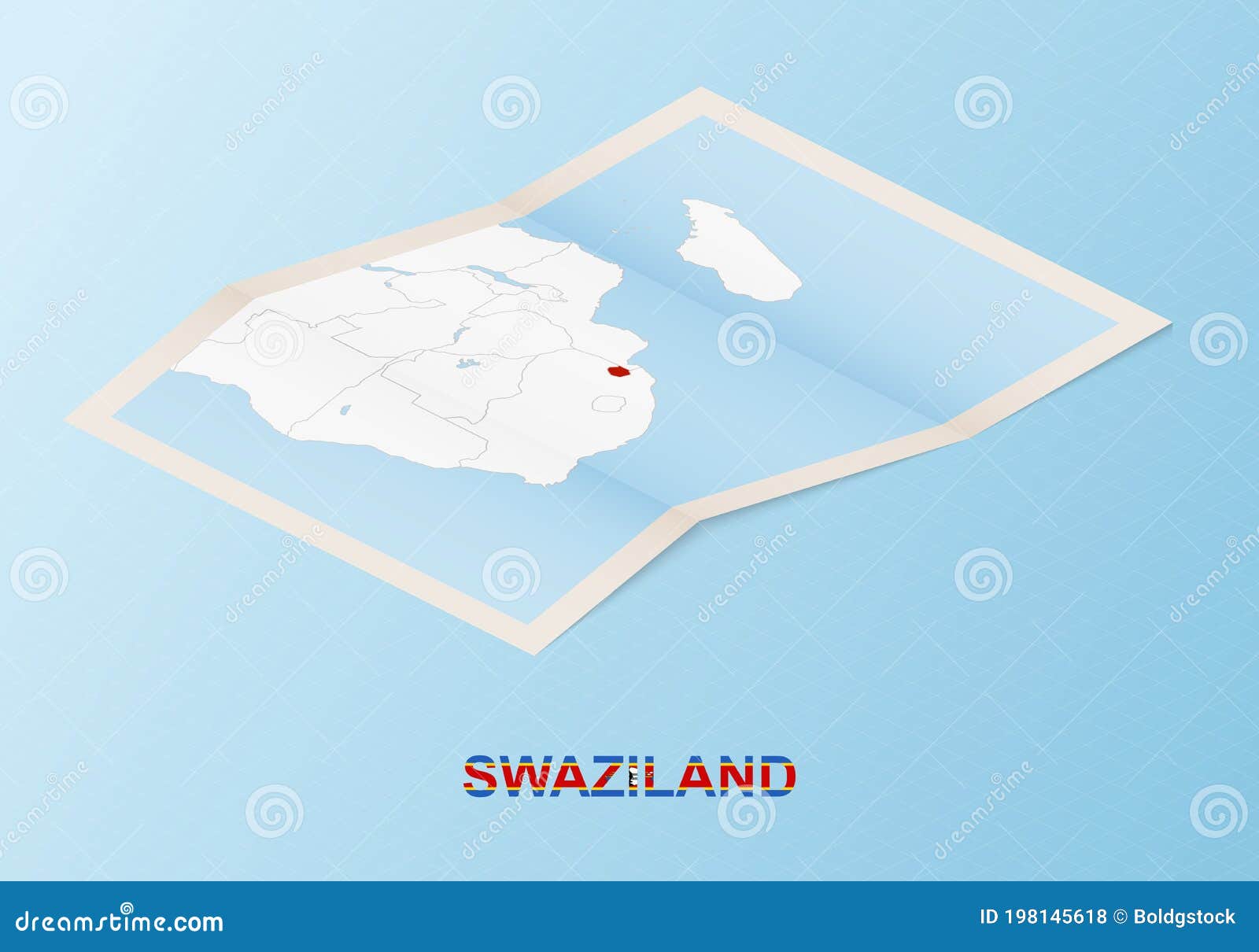 Swaziland Map, Folded Paper With Swaziland Map Vector Illustration ...