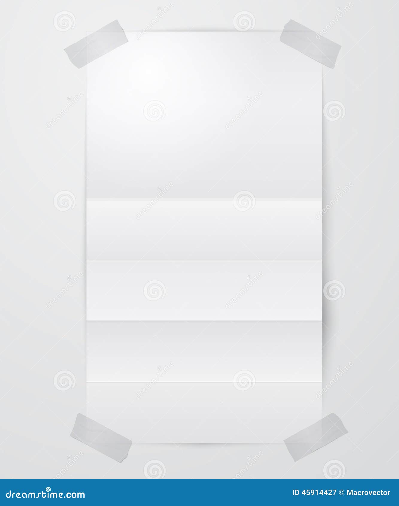 Folded Paper Sheet with Scotch Tape Stock Vector - Illustration of gray ...