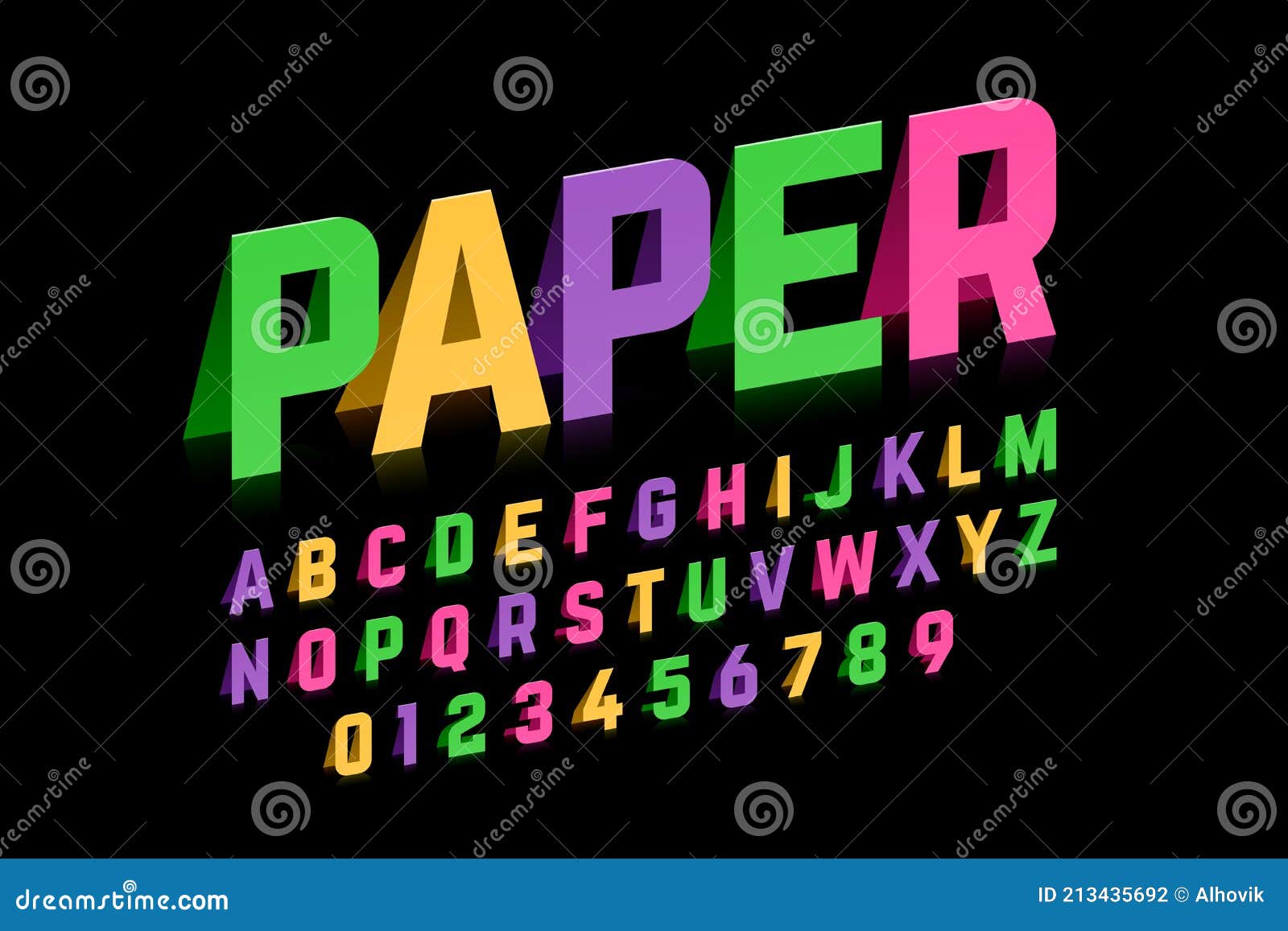 Folded paper style font stock vector. Illustration of numbers - 213435692