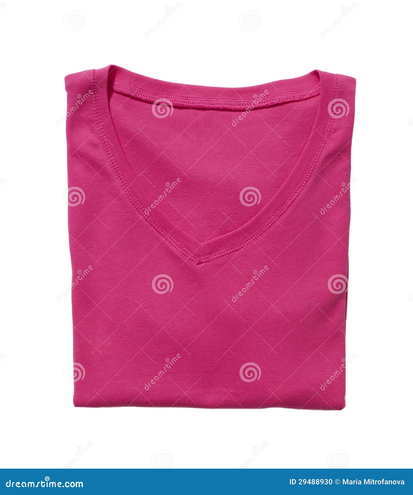 Folded Pink T-shirt Isolated Stock Photo - Image of neckline, garment ...