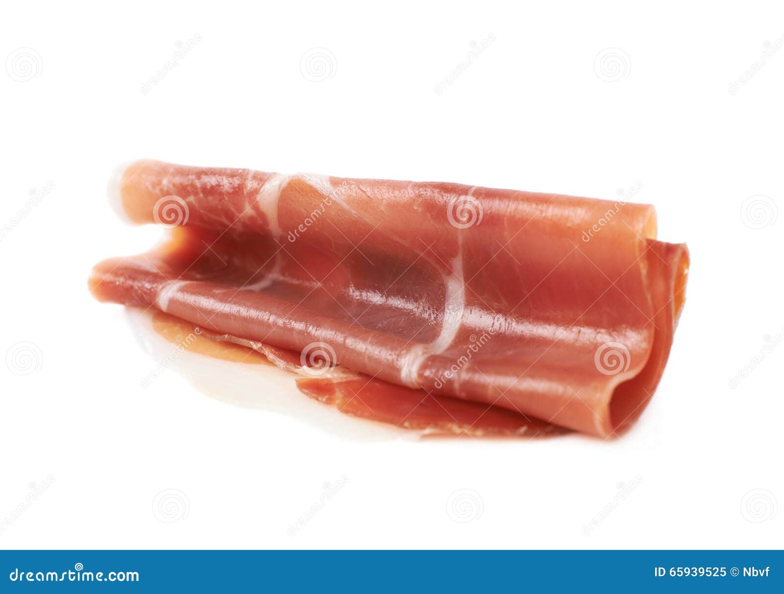 Folded Prosciutto Ham Slice Isolated Stock Image - Image of freshness ...