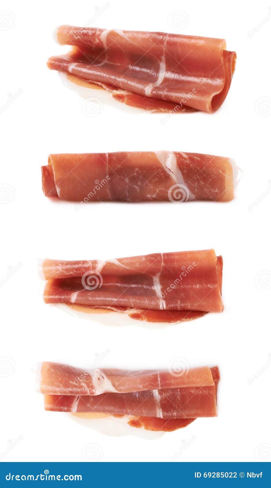 Folded Prosciutto Ham Slice Isolated Stock Photo - Image of cuisine ...